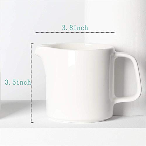 ONTUBE Ceramics Creamer,Porcelain Coffee Milk Creamer Pitcher with Handle for Home and Kitchen - 12OZ (White)