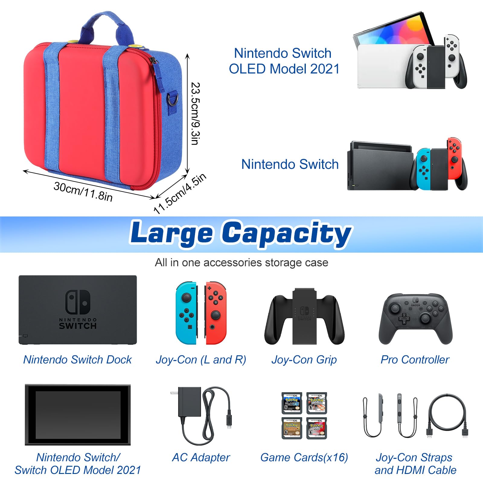 abcGoodefg Carrying Storage Case Compatible With Nintendo Switch, Protective Hard Shell Carry Bag for Nintendo Switch Console and Accessories