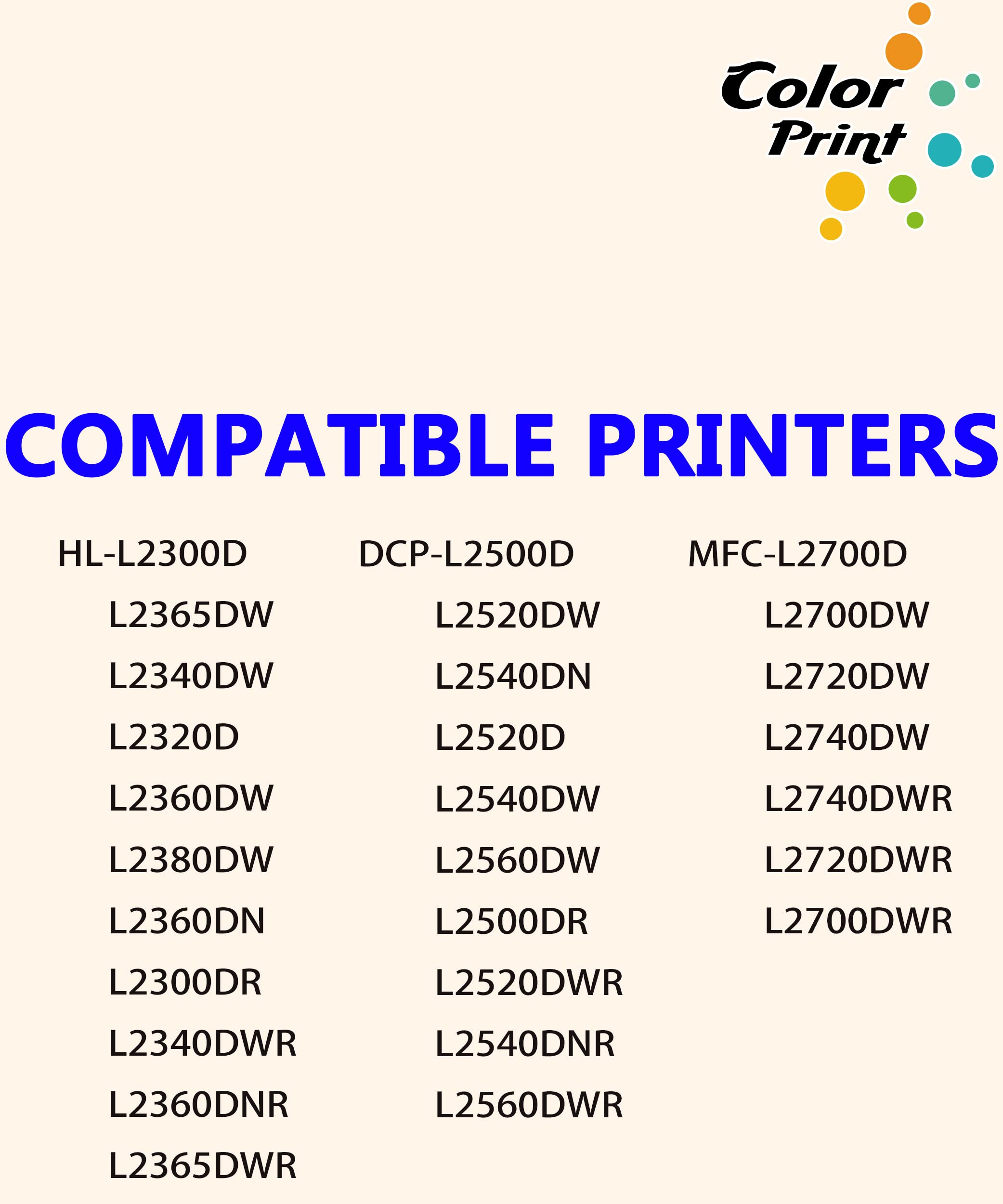 2-Pack ColorPrint Compatible TN-660 Toner Cartridge Replacement for Brother TN660 TN630 Used for HL-L2300D HL-L2365DW HL-L2360DW HL-L2380DW DCP-L2540DN DCP-L2540DW MFC-L2720DW MFC-L2740DW Printer