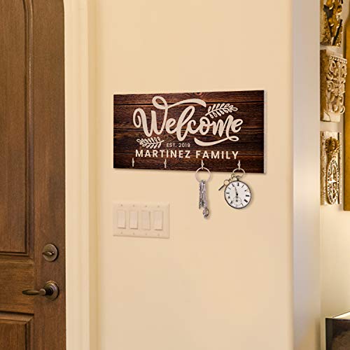 Personalized Wood Key Hook for Couple Mr Mrs| Custom Wall Key Rack Ring Holder Hanger for Wedding Gift | Gifts for Housewarming | New Home Décor | C01D07