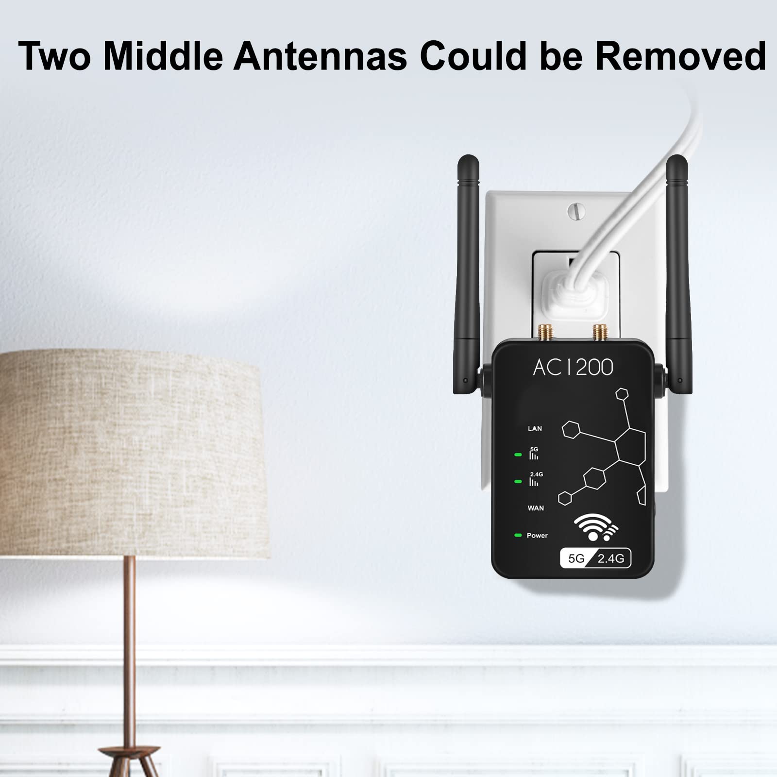 1200Mbps WiFi Extender, Dual Band 5G/2.4G Long Range Wireless WiFi Extenders Signal Booster for Home, WiFi Signal Blast WiFi Repeater, AP & Router Mode, Easy Setup, Full Coverage