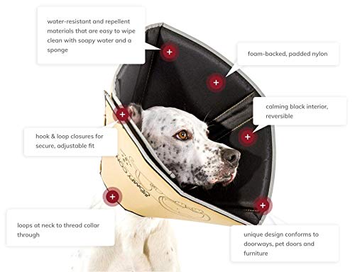 All Four Paws Comfy Cone Pet Cone for Dogs, Cats, Large, Tan - Comfortable Soft Dog Cone Collar Alternative for After Surgery, Wound Care, Spay, Neuter - Dog and Cat Recovery Collar
