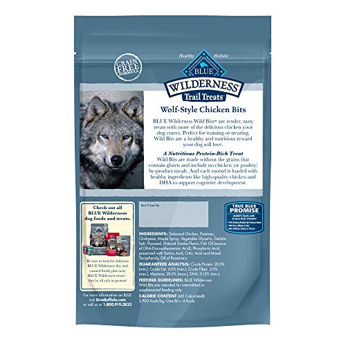Blue Buffalo Wilderness Trail Treats Wild Bits High Protein Grain Free Soft-Moist Training Dog Treats, Chicken Recipe 10-oz bag