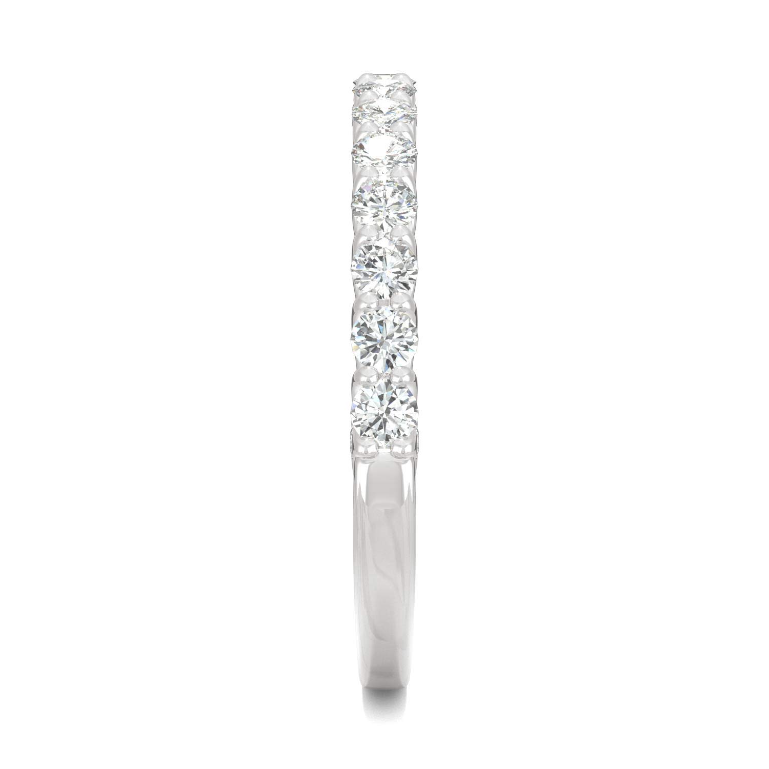 14K White Gold 2mm Round Moissanite Trellis Wedding Band-size 7 0.45cttw DEW by Charles & Colvard