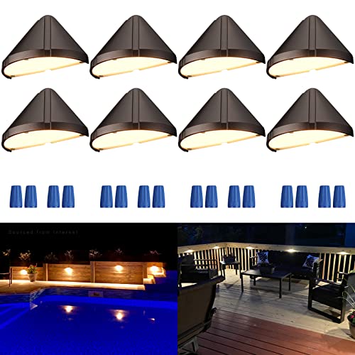 LEONLITE 8-Pack 5W LED Deck Lights Low Voltage, 12V Stair Railing Light, Outdoor Landscape Step Fence Lighting, UL Listed Cable, Aluminum, 2700K Soft White, IP65, Oil Rubbed Bronze