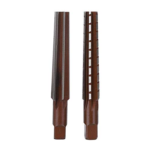 2Pcs High Carbon Steel Straight Shank Morse Taper Reamer Rough + Fine Hand Reamer Set Replacement(MT2#)