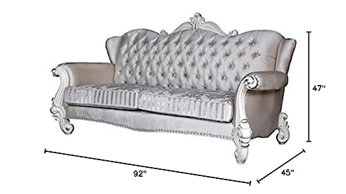 ACME Versailles Sofa w/5 Pillows - 52105 - Ivory Velvet & Bone White