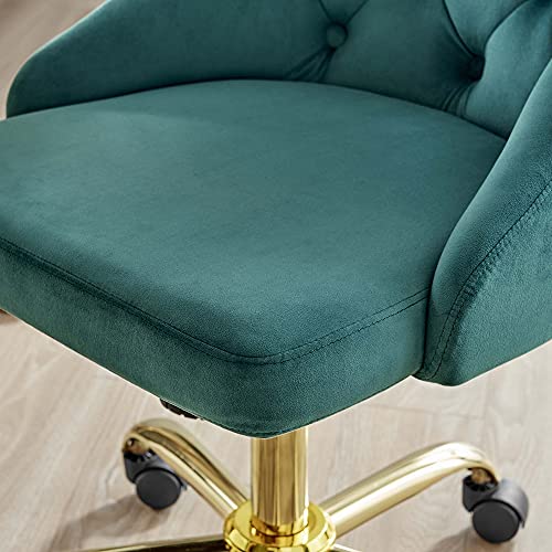 Modway Distinct Tufted Swivel Performance Velvet Office Chair, Gold Teal 20.5 x 23 x 32