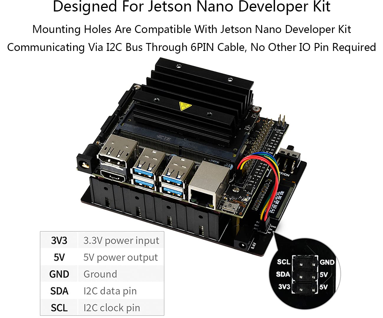 Bicool Waveshare Uninterruptible Power Supply UPS Module for Jetson Nano Developer Kit(A02 & B01), Stable 5V Power Output Real Time OLED Monito