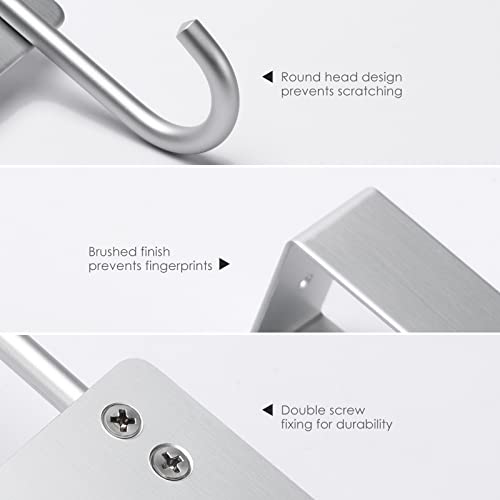 ACMETOP Over The Door Hooks, Aluminum Door Hanger Hook with 5 Coat Hooks for Hanging, Heavy Duty Over The Door Coat Rack for Towel, Bag, Robe, Back of Bathroom, Silver