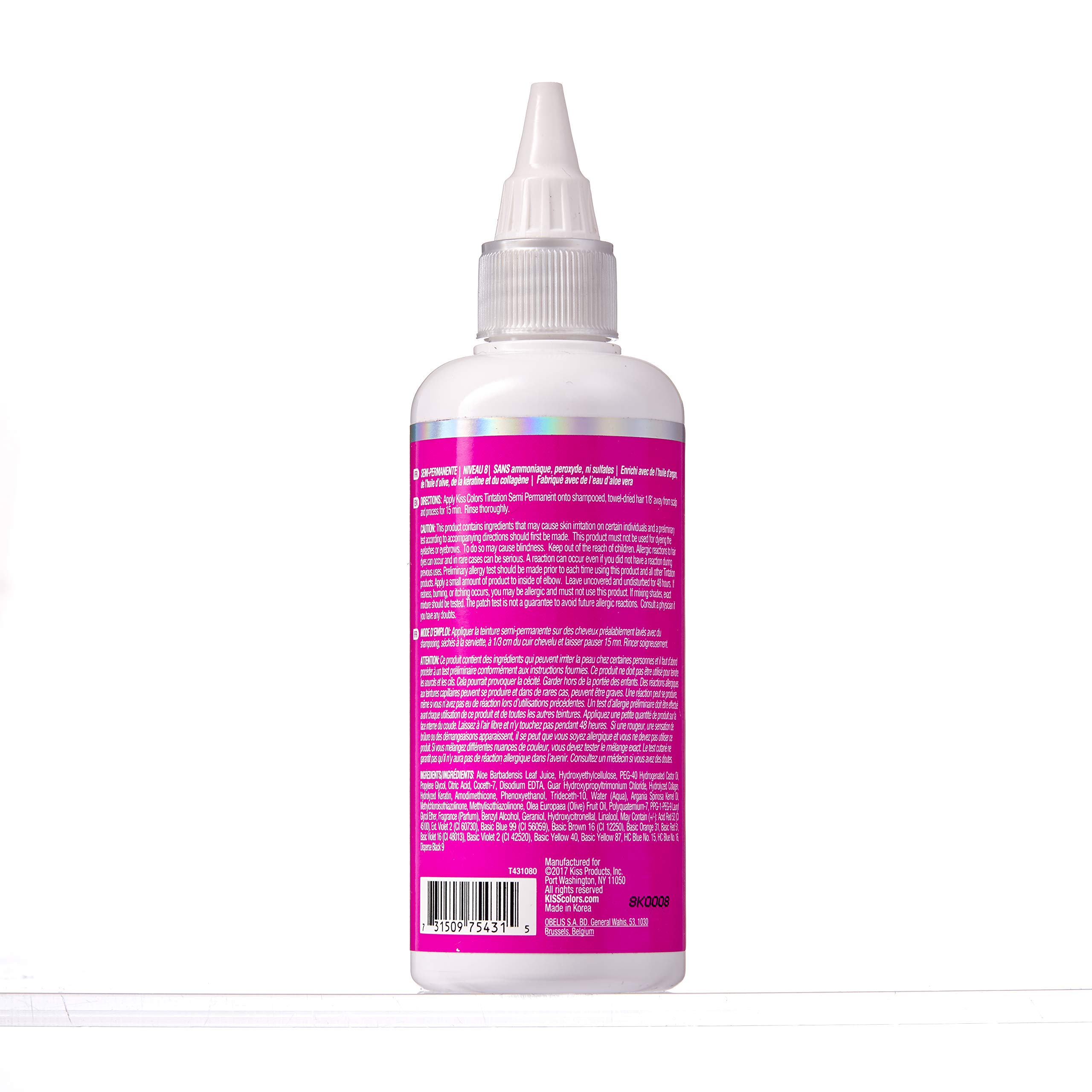 Kiss Tintation Semi-Permanent Hair Color 5 Ounce (Atomic Pink (2 Pack))
