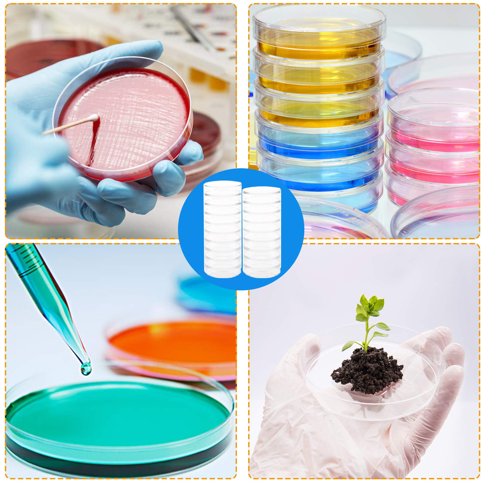 30 Pack Plastic Petri Dishes with Lids,90 x 15mm Bioresearch Sterile Petri Dish,Culture Dishes for School Science Projects,Seeding,Storage,Biological Themed Party