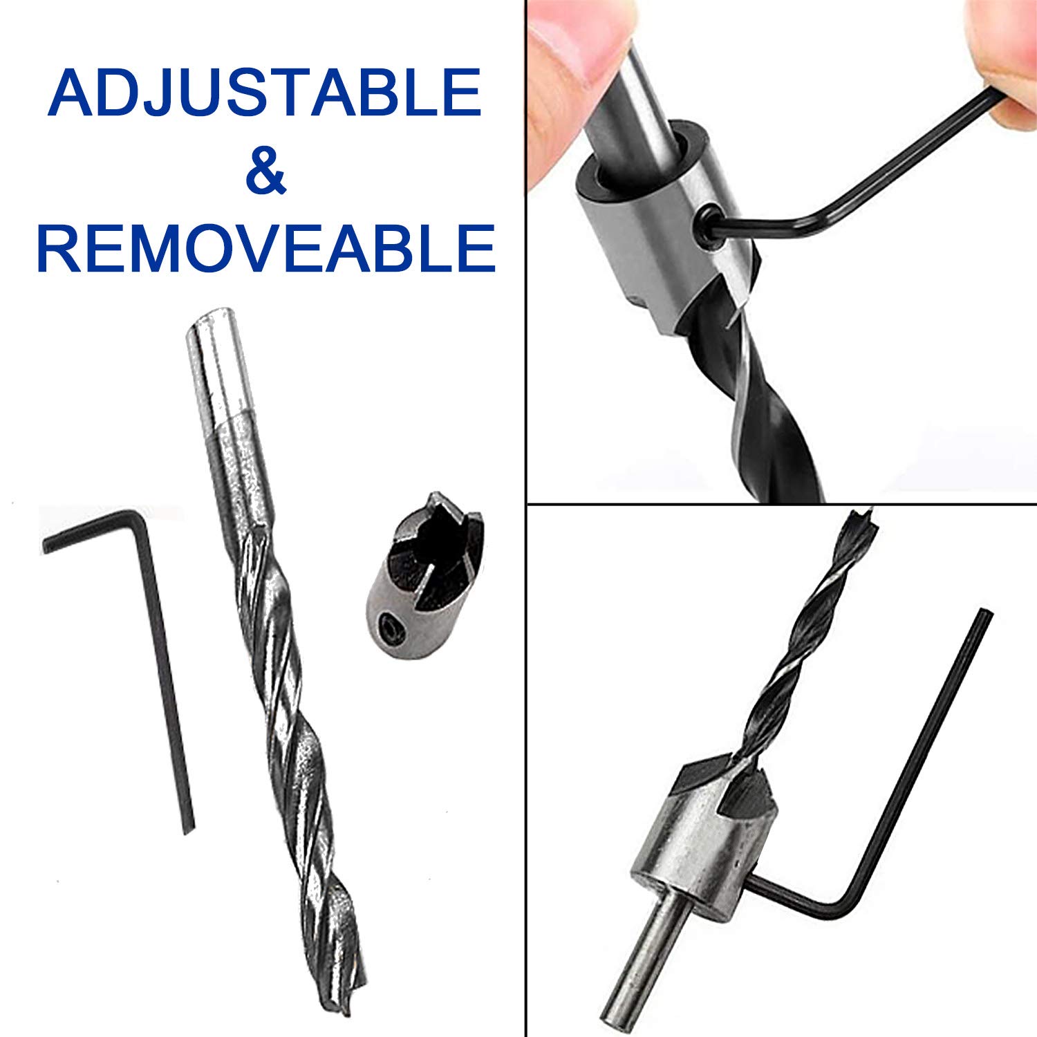 Combination Drill and Tap Bit - M3-M10 Hex Shank HSS Deburr Countersink Bits Set, Quick Change Self-Centering Spiral Tapping Tool Kit for Tapping Wood, Plastic, Aluminum,6Pcs (7)