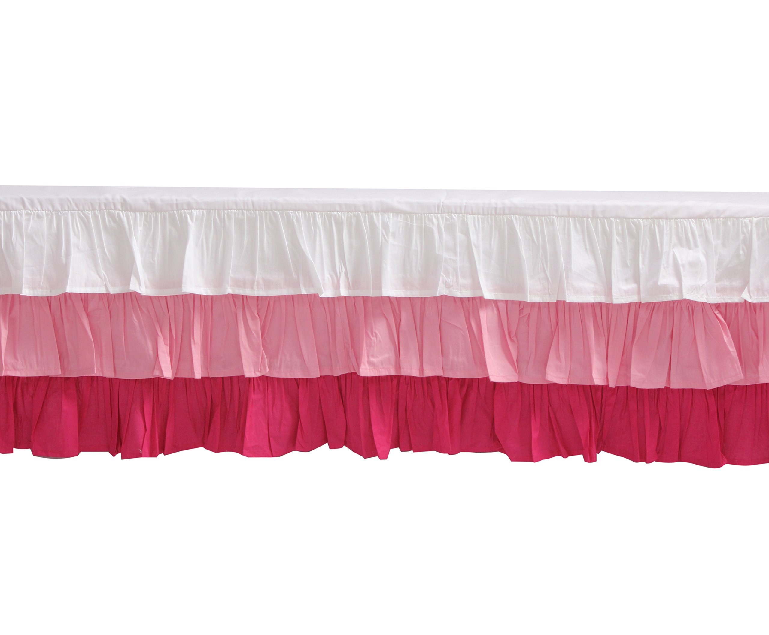 Bacati - Mix N Match Solid 3 Layer Ruffled Crib Skirt (White/Pink/Fuschia)