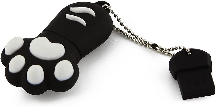 128GB USB 2.0 Flash Drive Cute Animal Cat Paw Shape Pen Drive Thumb Drives Jump Drive Memory Stick Pendrive Flash Disk (Black)