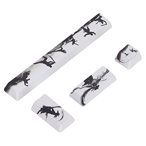 4Pcs Custom Keycaps, Space, ESC, Enter and Numpad Enter Keys Comfortable Feel Color Lasting Cartoon Pattern DIY PTB Keycaps for DIY Mechanical Keyboards(Knight )