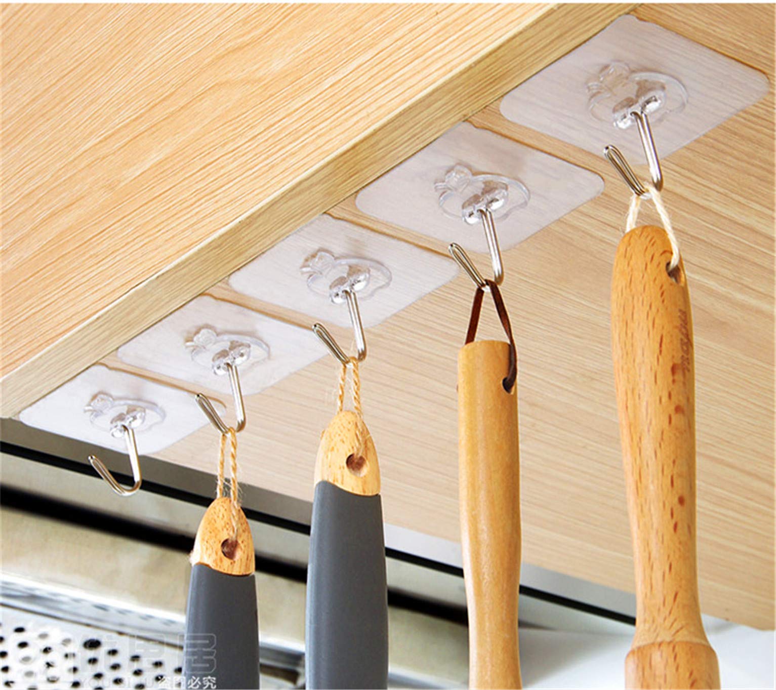 KK5 Wall Hooks 13.2lb(Max) Utility Stainless Steel Hook for Towel Bathrobe Coats Bathroom Kitchen Transparent Heavy Duty Hooks for Hanging & Ceiling Hanger