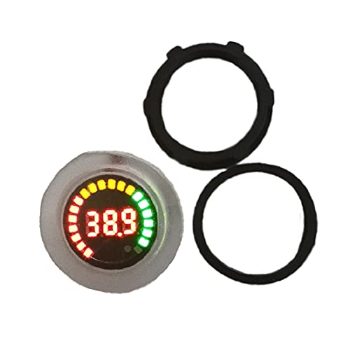 Taidacent Diameter 30mm Round Volte Meter Lithium Batteries DC Power Supply Tester Lead Acid Li Battery Waterproof Voltage Gauge (12V 3 String Li Battery Red Display)