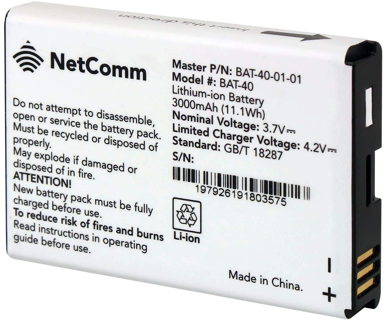 Compatible with NetComm BAT-40 Genuine Standard Rechargeable Lithium-ion Battery