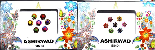 ASHIRWAD Indian Multicolor Multisize, Multi Design Reusable Stone Crystal Bridal Bindis, Forehead Tika, Face Jewels Stickers (Bindi-004)