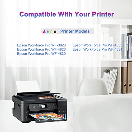 822XL Remanufactured for Epson 822XL Ink Cartridges for Epson 822XL Printer Ink Epson Workforce Pro WF-3820 WF-4820 WF-4830 WF-4833 WF-4834 Printer (2-Black)