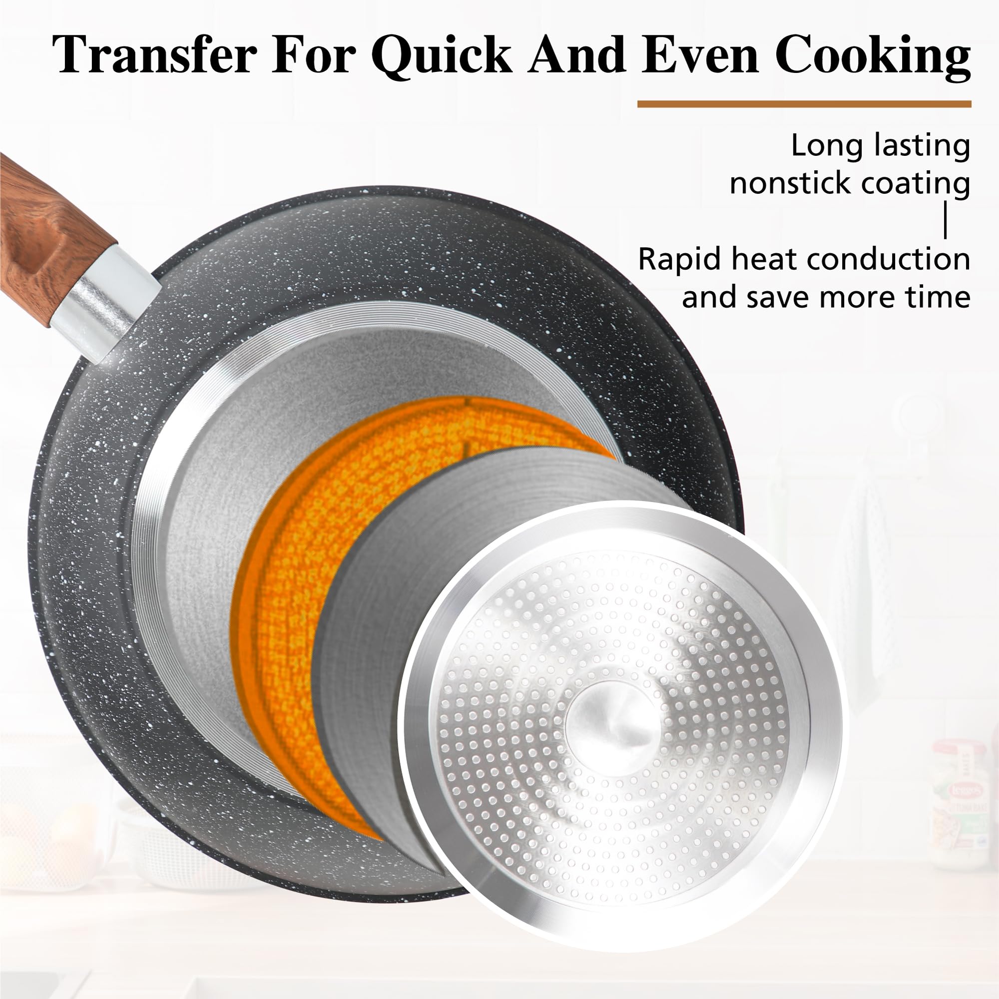 30 Piece Pots and Pans Set Non Stick, Granite Induction Cookware Sets, Nonstick Kitchen Cookware Sets, Non Toxic Cookware Set with Frying Pans and Saucepan, Kitchen Pots and Pans Set, Black