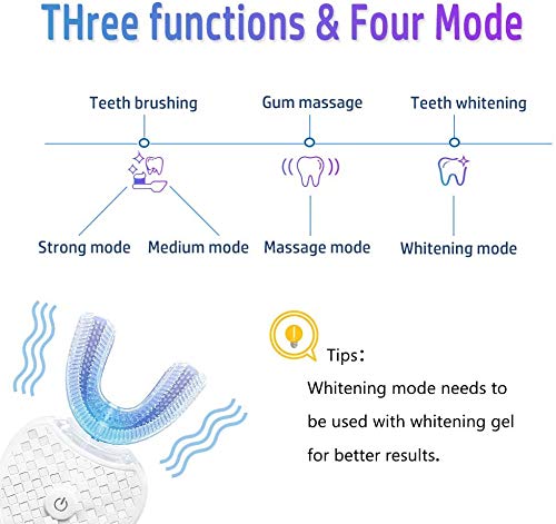 Ultrasonic Toothbrush, Automatic Toothbrush 360° Electric Sonic Toothbrush Teeth Whitening Kit with LED Light, Mayeec Electric Toothbrush Teeth Whitening