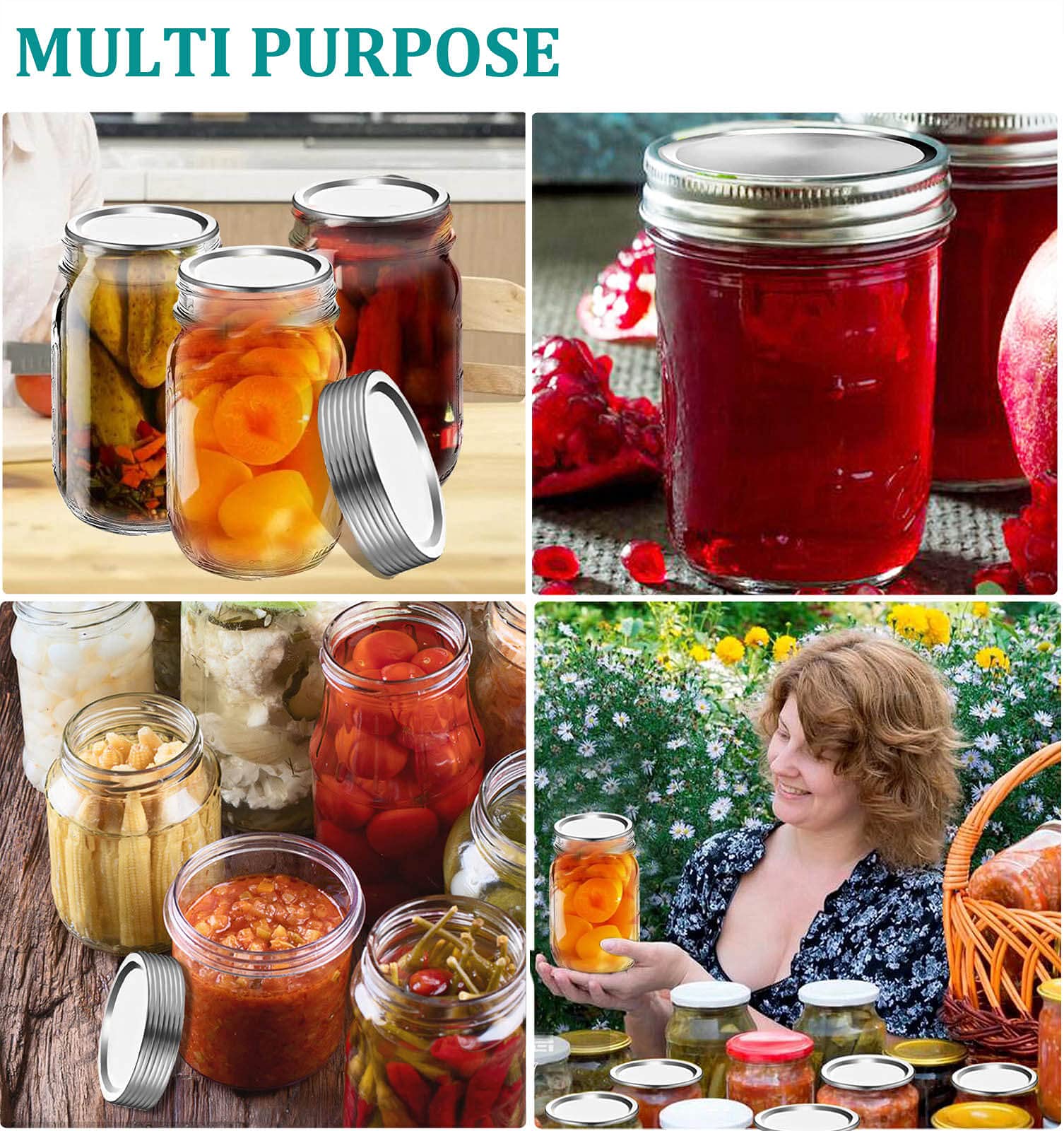 120 PCS Canning Lids,Mason Jar Regular Mouth Canning Lids,Premium Metal Lid Split-Type with Airtight Seal and Leak proof,Use for Home Canning & Food Storage (Silver, 120)