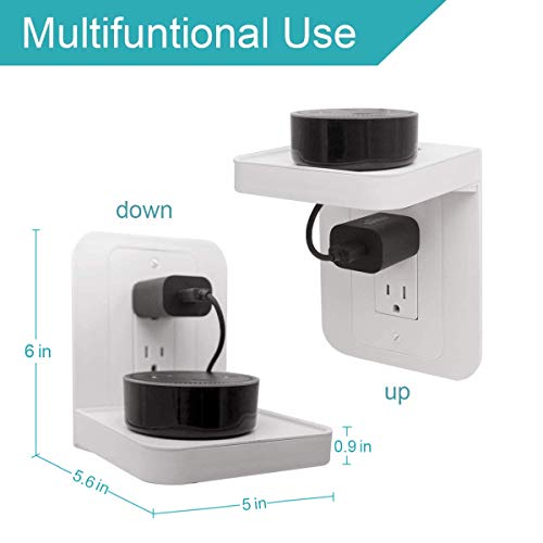 ALLICAVER Outlet Shelf, Wall Holder for Kitchen Organization,A Space Saving Solution for Google, Homepod Mini, Speakers, Phones, Electric Toothbrush (White-Decora)