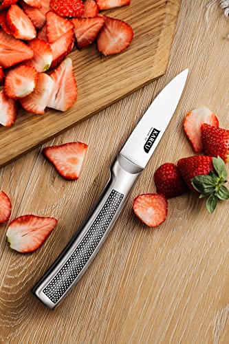 Knife Set, 14-Piece German Steel Kitchen Knife Block Sets with Built-in Sharpener, Rotating Block
