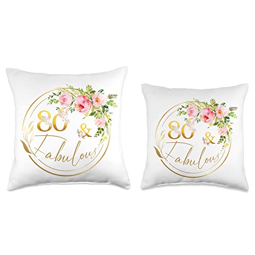 80 and Fabulous 80th Birthday Gifts for Women Birthday Gifts Fabulous 80 Years Old Throw Pillow, 16x16, Multicolor