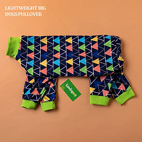LovinPet Large Dog Pjs Post Surgery Wear/Triangles Blizzard Blue Prints/Post Surgery Shirt/UV Protection, Pet Anxiety Relief, Wound Care for Large Dog Onesies
