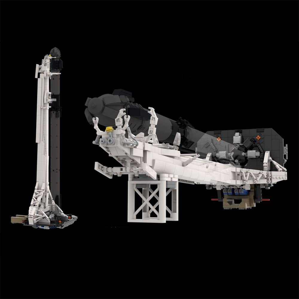 1298 Pieces Falcon 9 Rocket with Launch Tower Building Toys Set for Kids and Adults, Falcon 9 Transporter Erector Vehicle Model Building Block, Rocket Model Spacecraft Desktop Office Decorations
