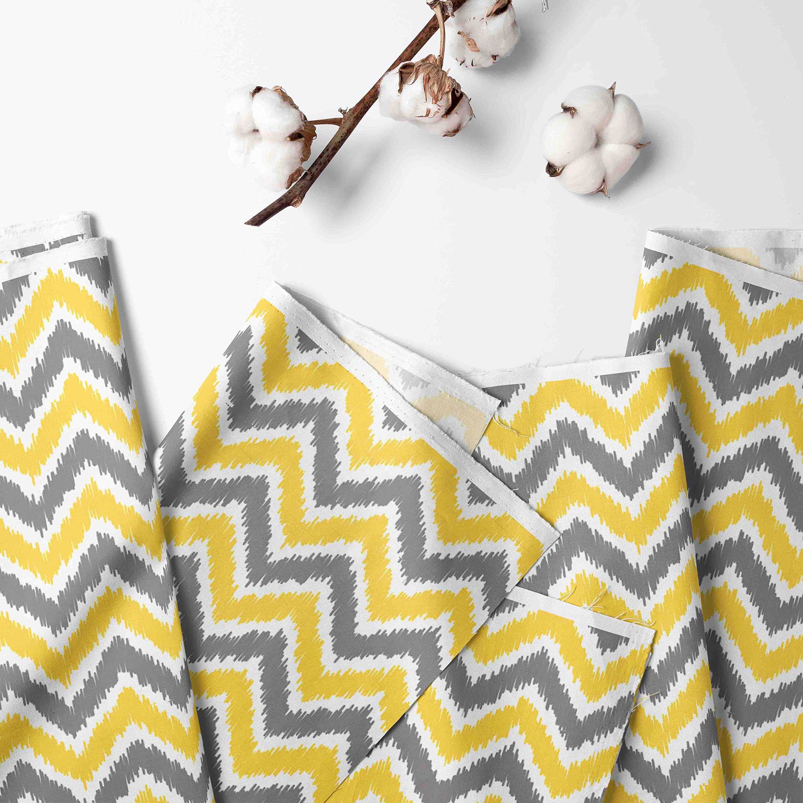 Bacati Ikat Zigzag Crib Fitted Sheet, Grey/Yellow