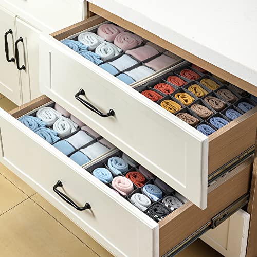 4 Pack Sock Underwear Organizer Drawer Dividers, 88 Cell Foldable Fabric Dresser Closet Organizers Bins, Bedroom Cabinet Organization and Storage Box for Socks, Underwear, Panty, Ornament, Ties