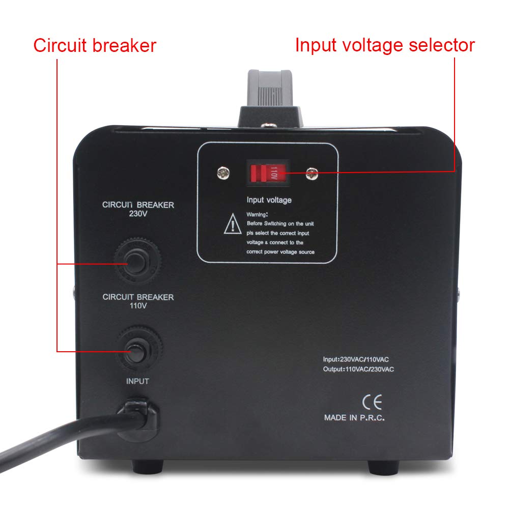 Cantonape Voltage Transformer Converter 2000 Watt Step Up/Down Convert from 110-120 Volt to 220-240 Volt and from 220-240 Volt to 110-120 Volt with 2 US Outlets, 2 Universal Outlets