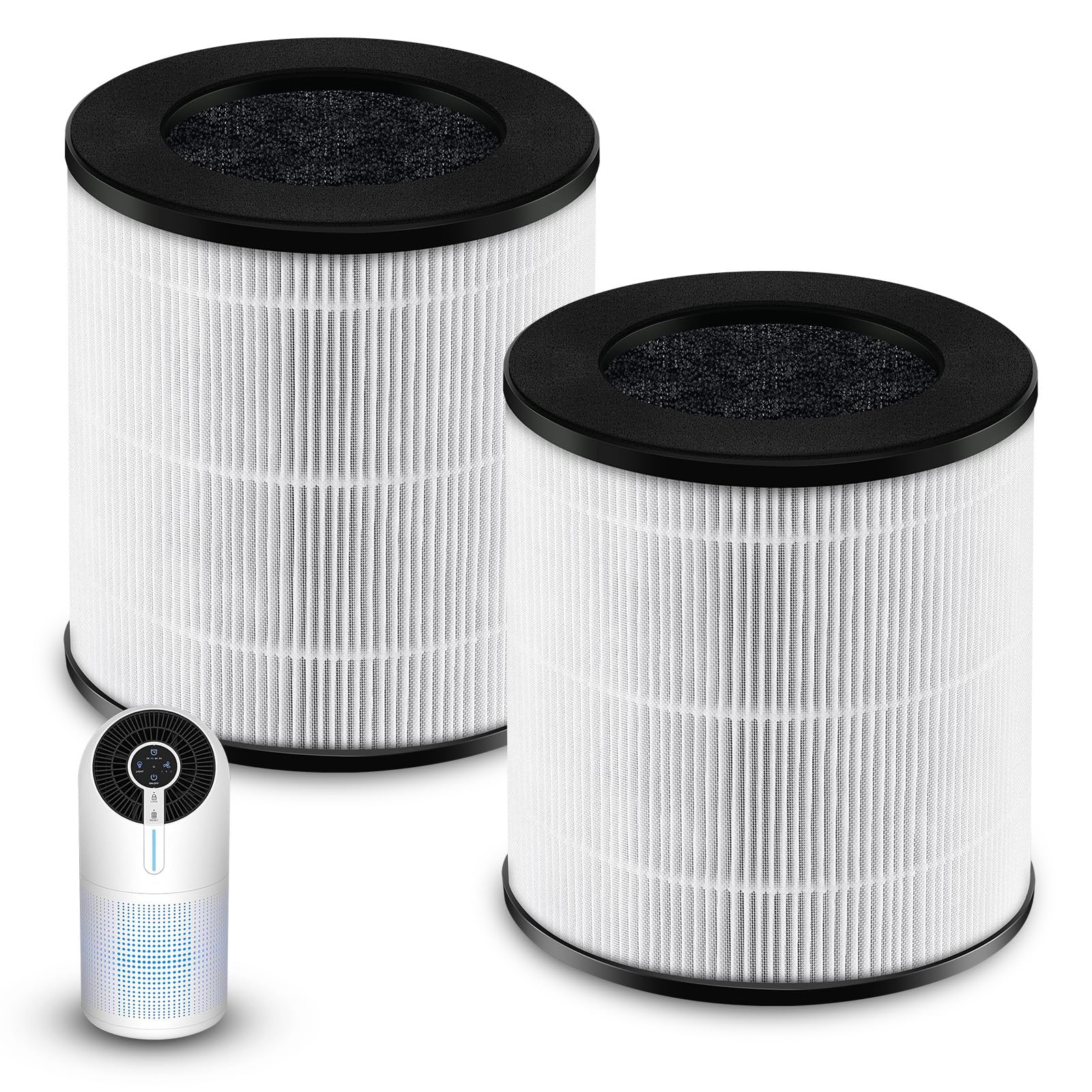 2-pack M02 Replacement Filter Compatible with MOOKA M02 Air Purifier, Pre-Filter+H13 True HEPA Filter+ High-Efficiency Activated Carbon Filter, 3 Stages Filtration System Filter