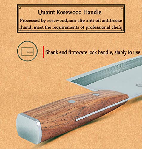 Cleaver Knife 7 Inch β Chinese Chef Knife with rosewood Handle, Vegetable Meat Cleaver Knife with case, Anti-rust Kitchen Knife for Cooking