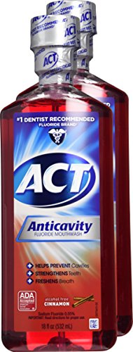 ACT Alcohol Free Anticavity Fluoride Rinse-Cinnamon, 18 Fl Oz (Pack of 2)