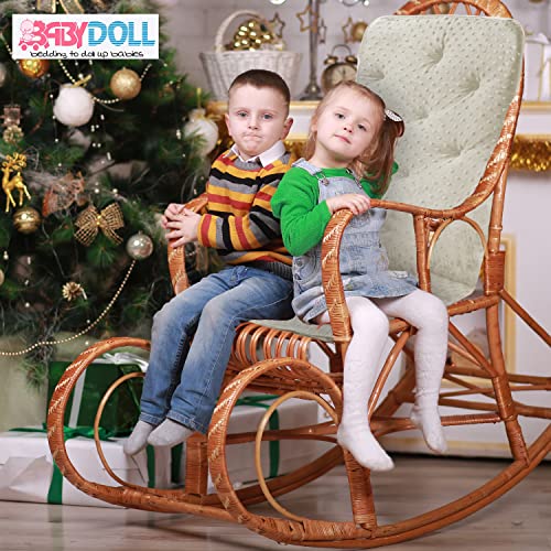 Baby Doll Bedding Heavenly Soft Adult Rocking Non-Slip Chair Pads - Two-Piece Rocking Chair Cushion Pads for Adults - Machine Washable, For Home Application - Rectangular (Ivory)