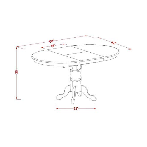 East-West Furniture AVCL7-LWH-C Dining Table Set- 6 Wonderful Wooden Chairs with Linen Fabric Seat - A Butterfly Leaf Pedestal Dining Table (Linen White Finish)