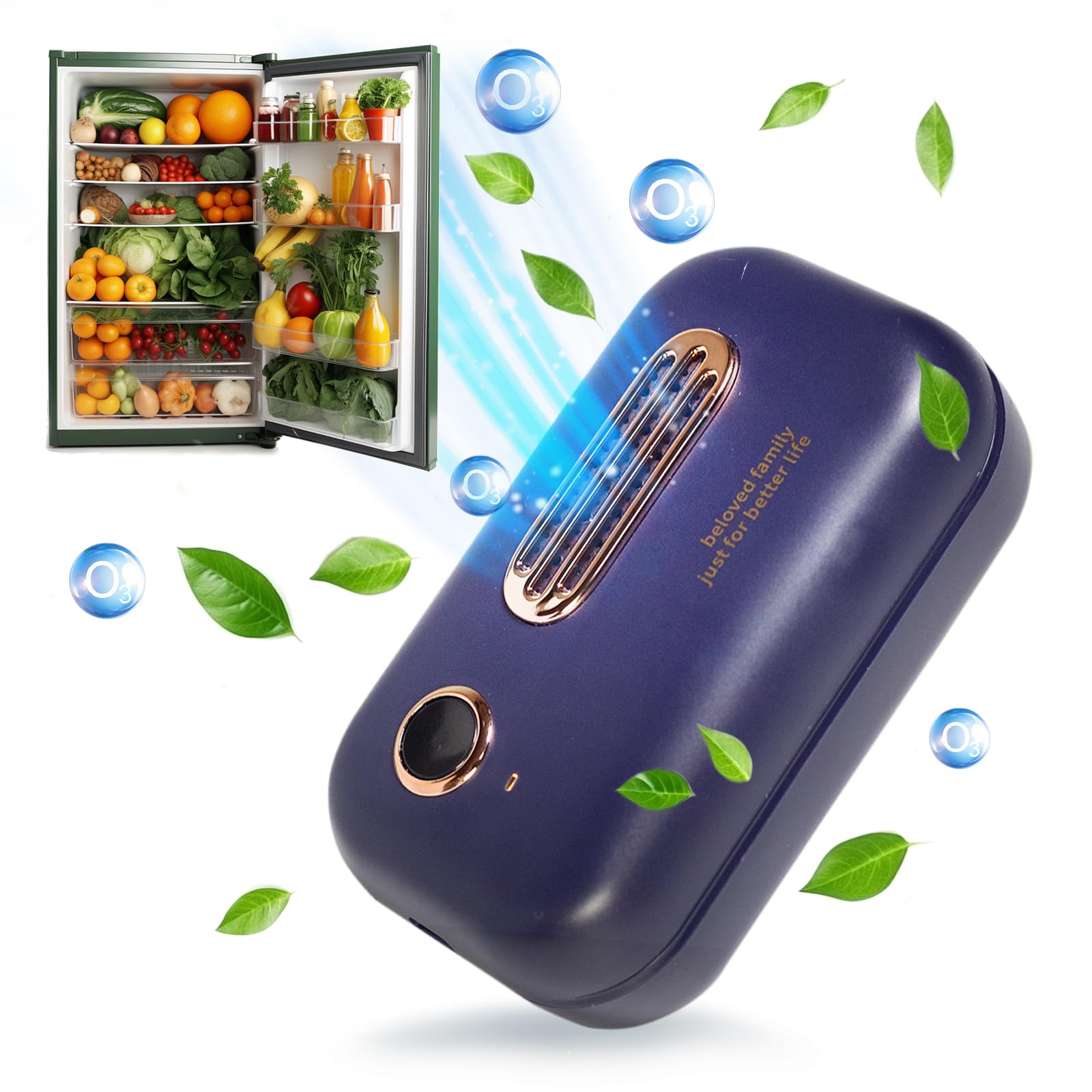 1st Heaven Compact Fridge Deodorizer: Refrigerator Smell Eliminator with Smart Program for Efficient Odor Removal, Outperforming Baking Soda and Charcoal Bags, Reusable for Thousands of Hours! (Blue)