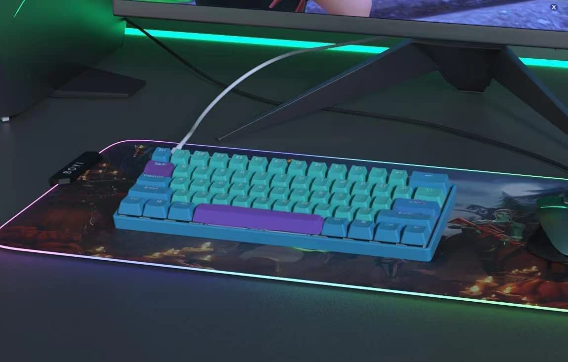 BOYI 60% Cherry MX Switch Green Mini Mechanical Keyboard, 61 Key Mini RGB PBT Keycap Type-C Wired NKRO Programmable Mechanical Gaming Keyboard(Cherry MX Brown Swtich)