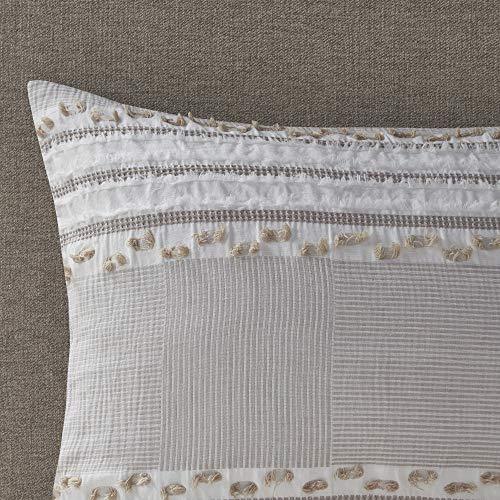 INK+IVY 100% Cotton Comforter Set Trendy Stripe Textured Design, Modern Down Alternative, All Season Cozy Bedding with Matching Shams, King/Cal King, Taupe Jacquard Stripes