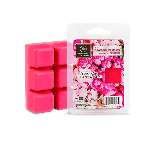 Coco-Soy Organic Wax Melts Perfume-Grade Essential Oils Extracted Natural Flowers Plants Coconut Soy EcoWax Aromatherapy Botanical Collection - Velvet Rose 1-Pack 6 Cubes