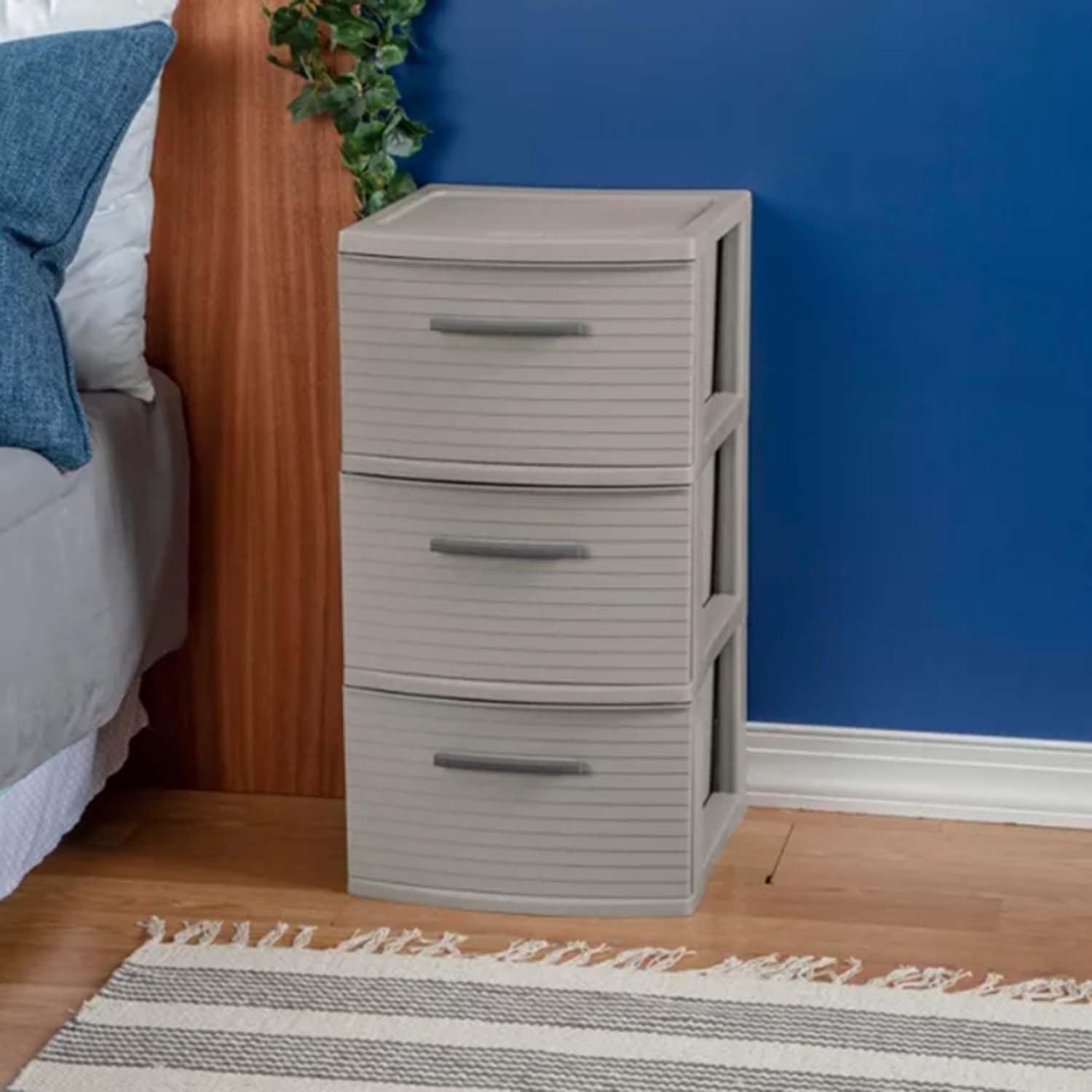 3 Drawer Organizers and Storage, Plastic Storage Tower for Bedroom, Hallway, Entryway, Closet, Drawer Medium Tower, Storage Cabinet, Easy Pull Plastic Bins, Dark Gray