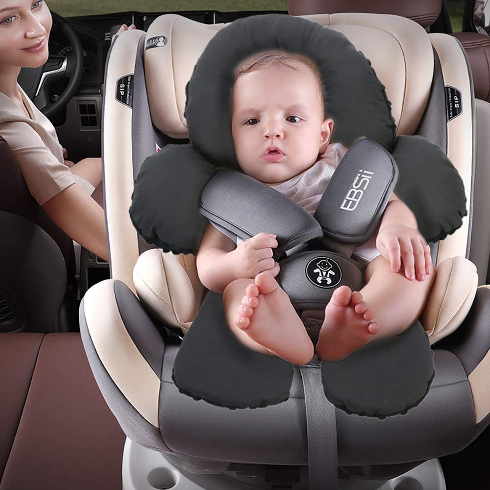 Pro Goleem Infant Car Seat Insert, Baby Head Neck Body Support, Soft Minky Newborn Car Seat Insert, 2-in-1 Reversible, Boys and Girls, Black