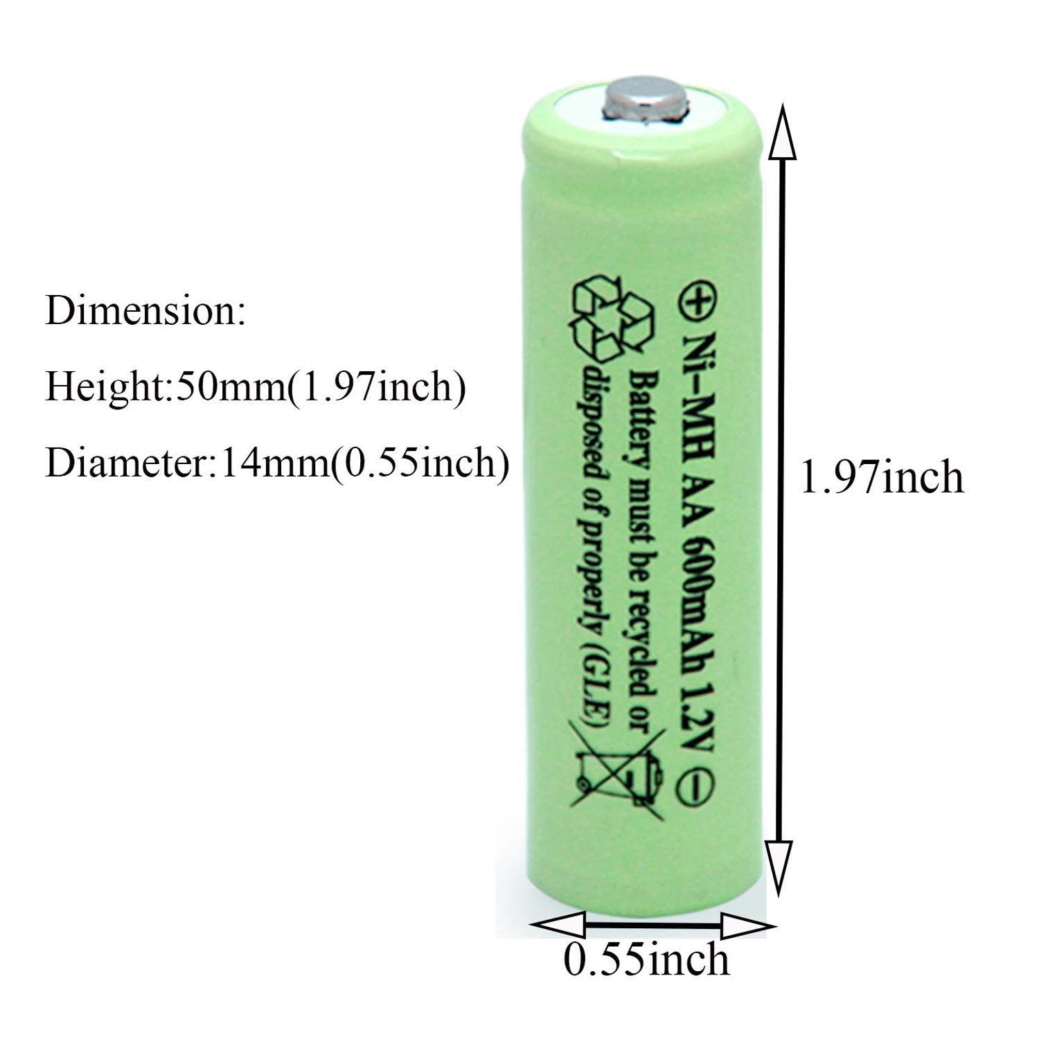 BAOBIAN AA 600mAh 1.2V NiMH Rechargeable Batteries for Solar Light,Solar Lamp,Garden Lights Green(4 PCS)