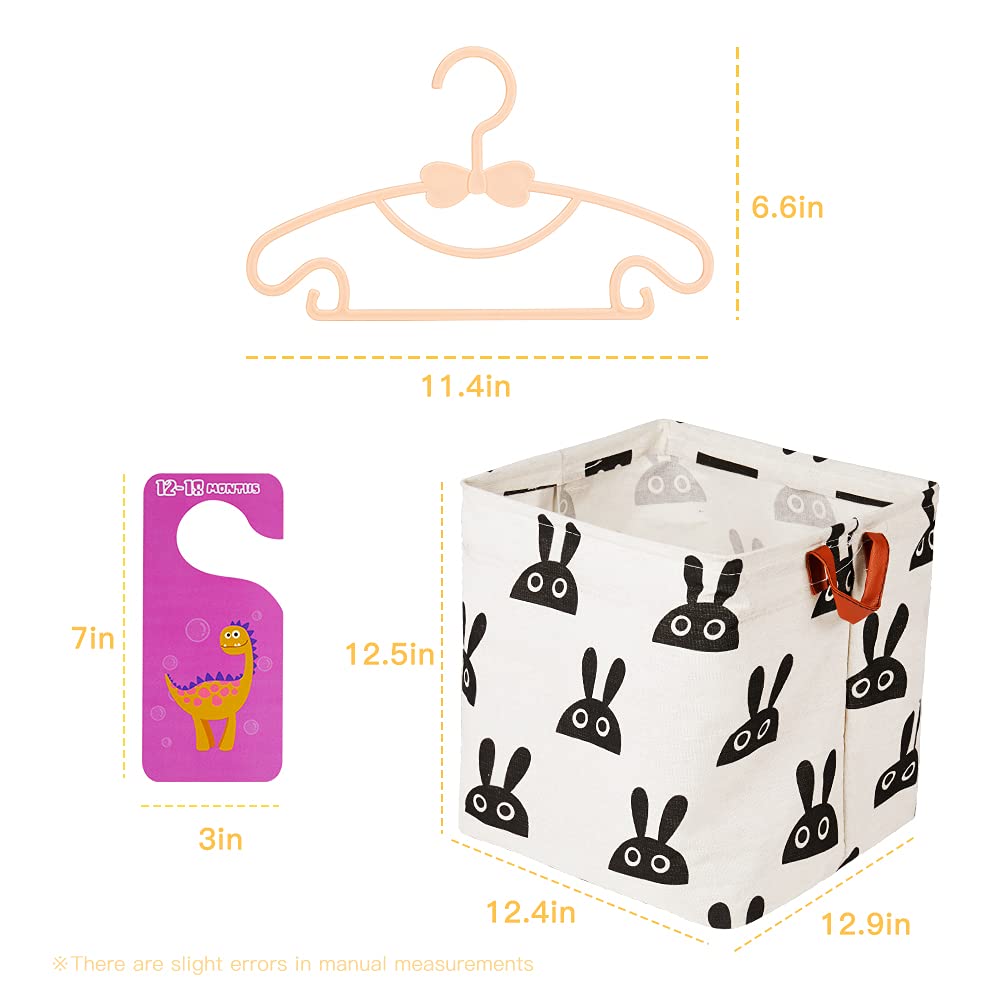 Nursery Closet Organizer and Storage Set - Hangers for Baby Clothes, Closet Size Dividers (Newborn Infant to Toddler), Large Collapsible Storage & Laundry Baskets - All in One Solution