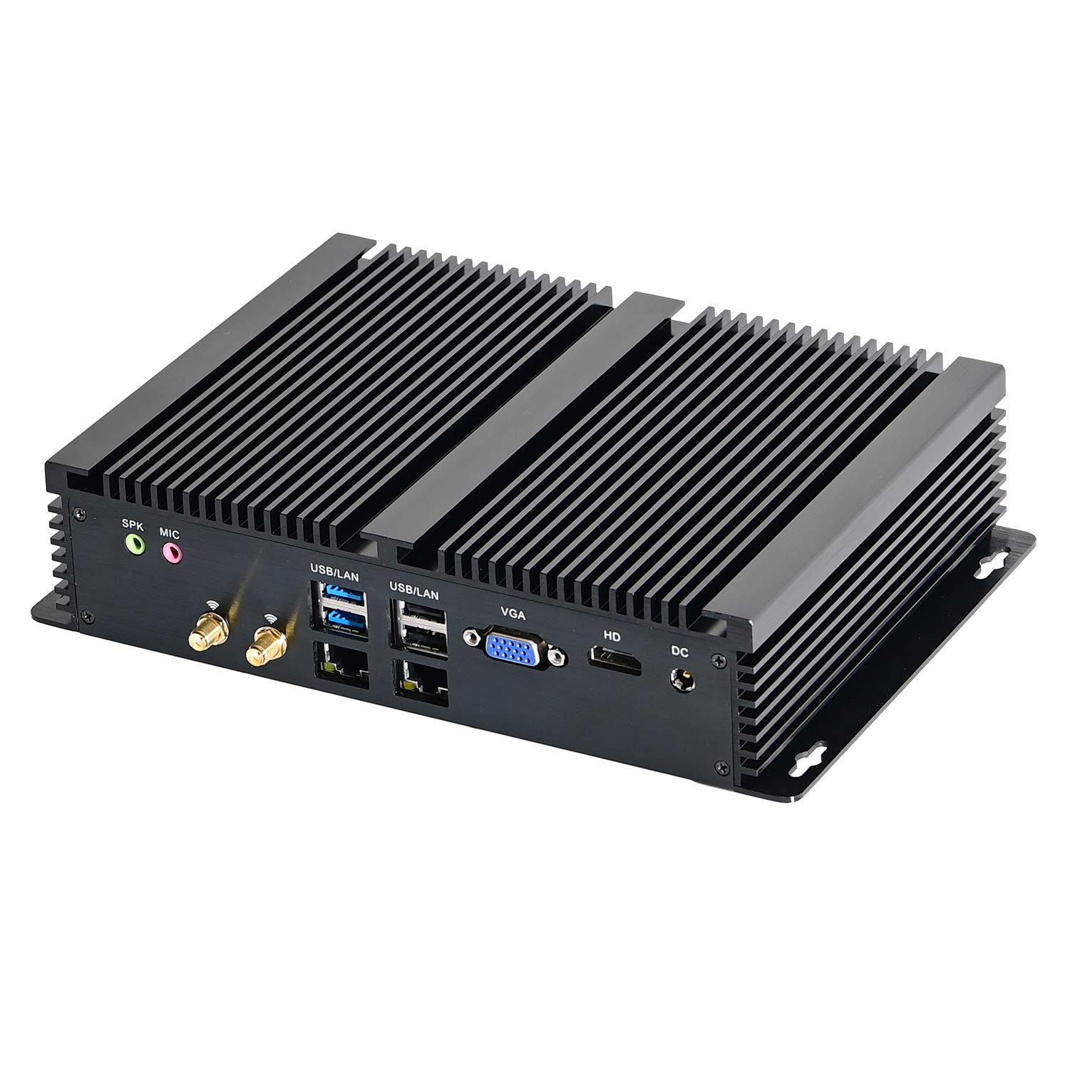 HUNSN Industrial Computer, IPC, Fanless Mini PC, Windows 11 / Linux Ubuntu, I7 8550U 8560U 8565U 8569U, IM07, GPIO, Watchdog, WOL, SIM Slot, 2 x LAN, 6 x COM, 32G RAM, 1TB NVME SSD